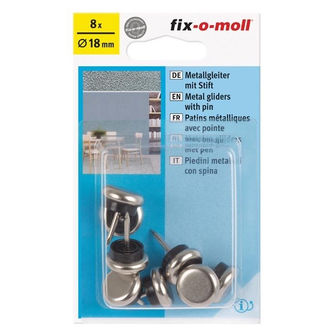 FIXOMOLL ΠΟΔΑΡΑΚΙΑ ΕΠΙΠΛΩΝ ΚΑΡΦΩΤΑ ΜΕΤΑΛΛΙΚΑ Φ18MM 8ΤΕΜ | allSmart