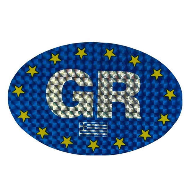 Auto Gs Αυτοκόλλητο Σήμα "GR" Με Αστέρια Οβάλ Πρίσμα 10.5x7cm 1 Τεμάχιο ...