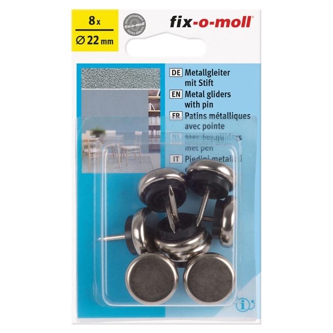FIXOMOLL ΠΟΔΑΡΑΚΙΑ ΕΠΙΠΛΩΝ ΚΑΡΦΩΤΑ ΜΕΤΑΛΛΙΚΑ Φ22MM 8ΤΕΜ | allSmart