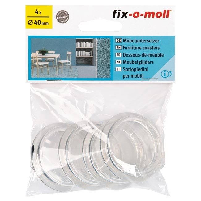 FIXOMOLL ΠΟΔΑΡΑΚΙΑ ΕΠΙΠΛΩΝ Φ40 4ΤΕΜ ΔΙΑΦΑΝΑ | allSmart