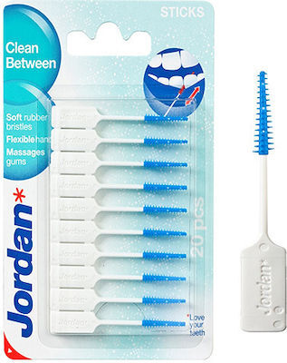 Jordan Clean Between Interdentals Μεσοδόντιες Οδοντογλυφίδες Μπλε 20τμχ ...