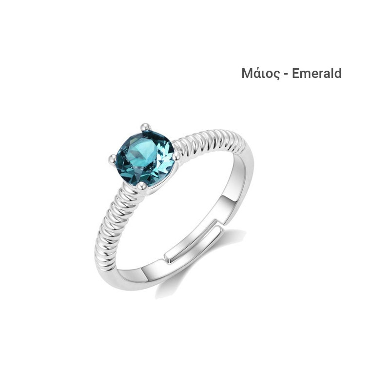 Philip Jones Δαχτυλίδι με Γενέθλια Πέτρα Μάιος από Swarovski® | allSmart