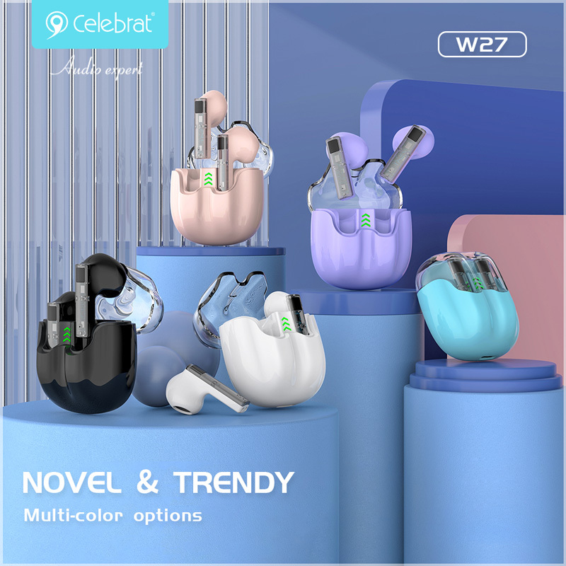 CELEBRAT earphones με θήκη φόρτισης TWS-W27 True Wireless μαύρα | allSmart